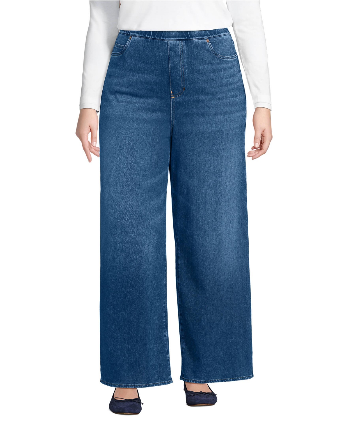 Click here for Lands End Plus Size Starfish Denim High Rise Wide... prices