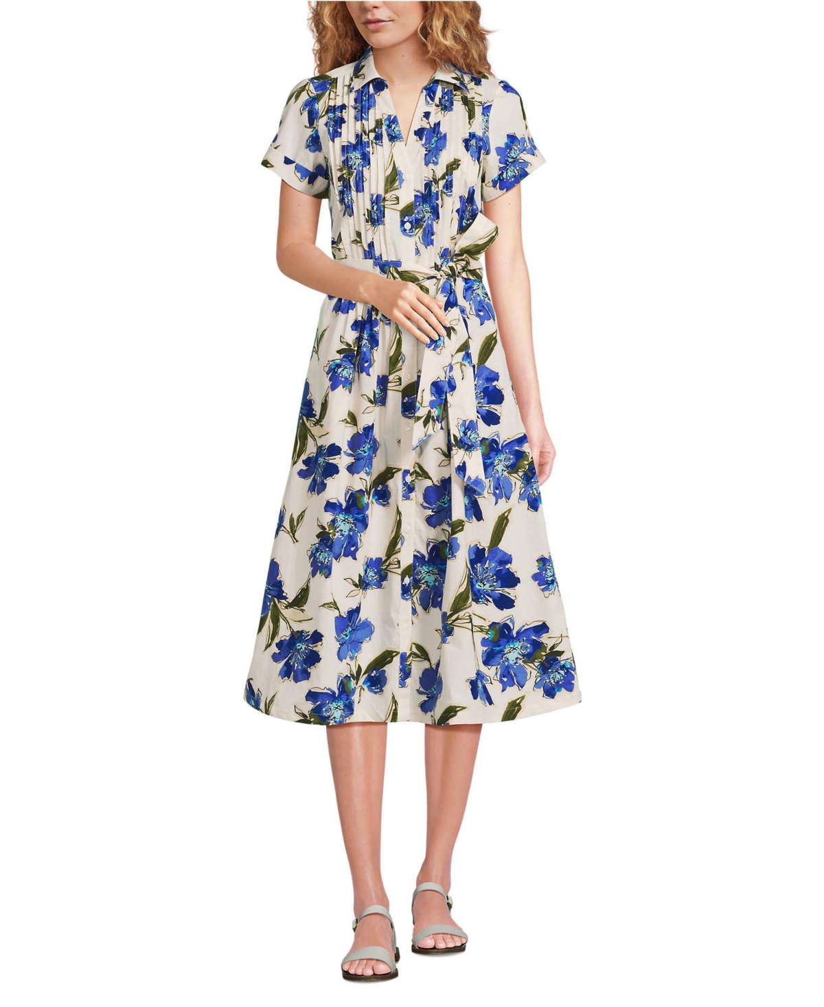 Click here for Lands End Womens Poplin Pintuck Detail Shirt Dress... prices