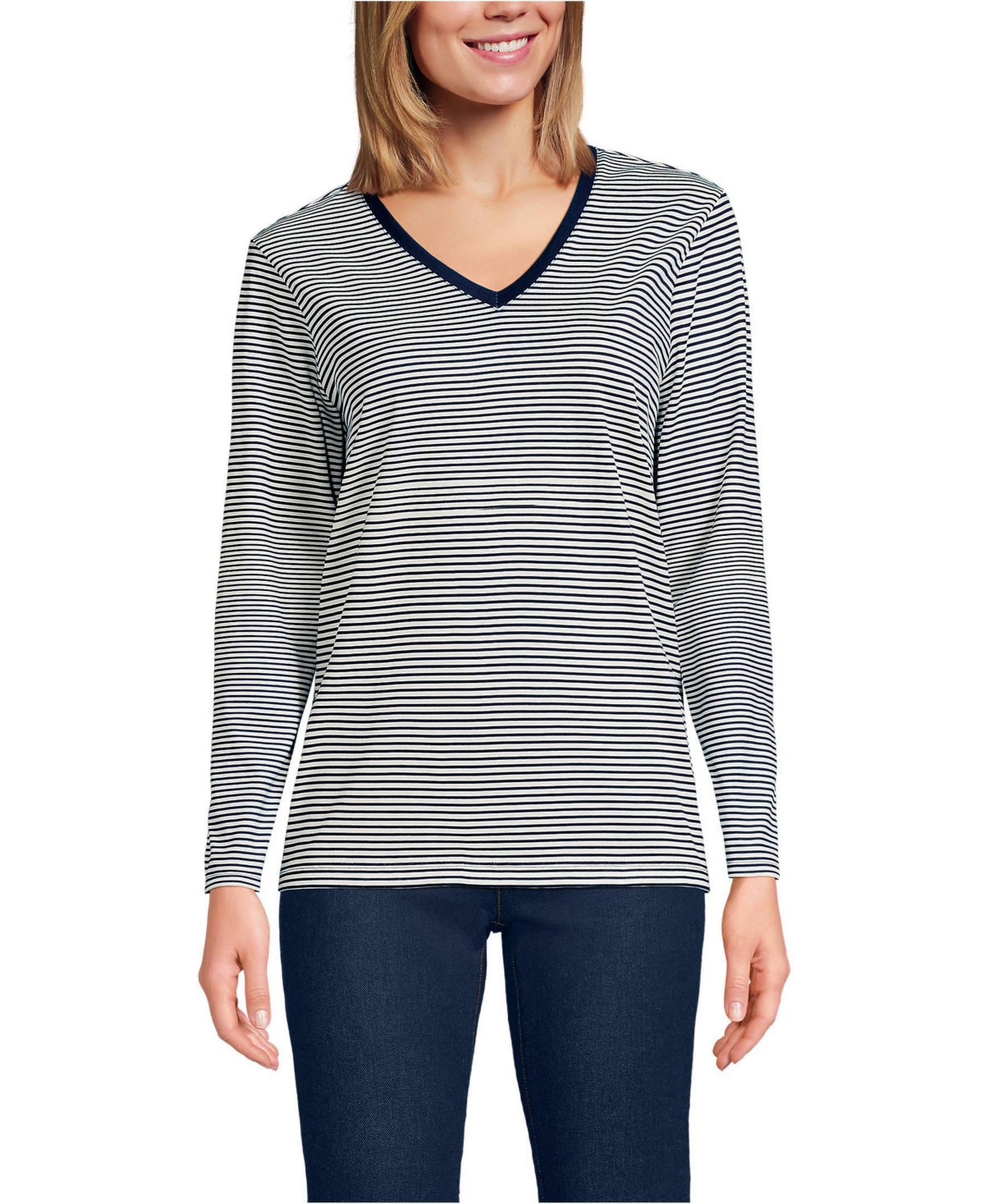 Click here for Lands End Womens Supima Cotton Long Sleeve V-Neck... prices