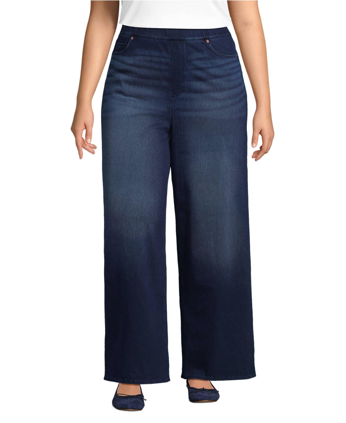 Click here for Lands End Plus Size Starfish Denim High Rise Wide... prices