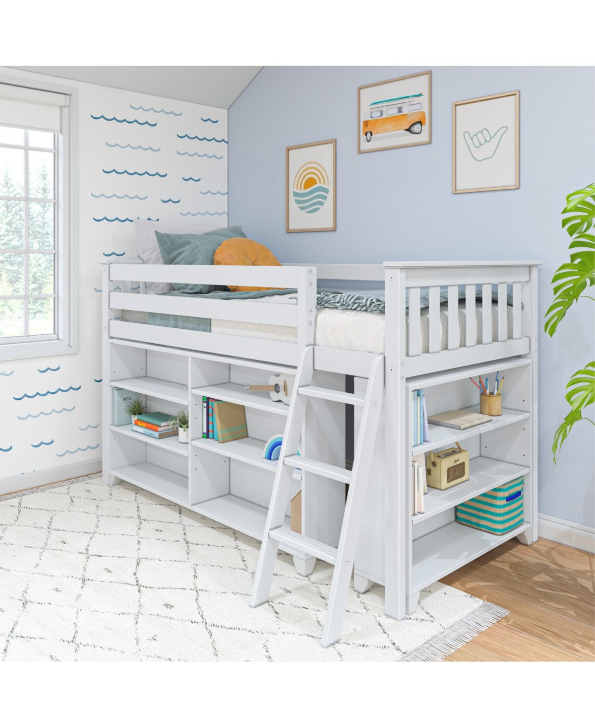 Click here for Max & Lily Low Loft With 3-Shelf Bookcase and 6-Sh... prices