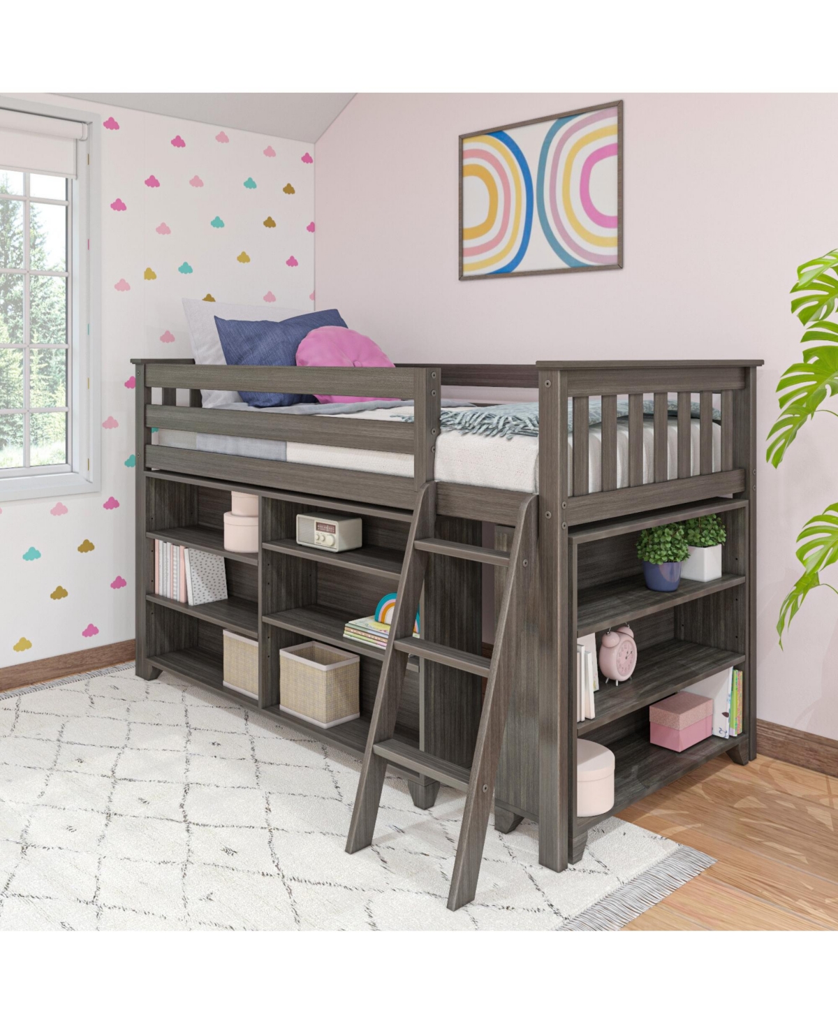 Click here for Max & Lily Low Loft With 3-Shelf Bookcase and 6-Sh... prices