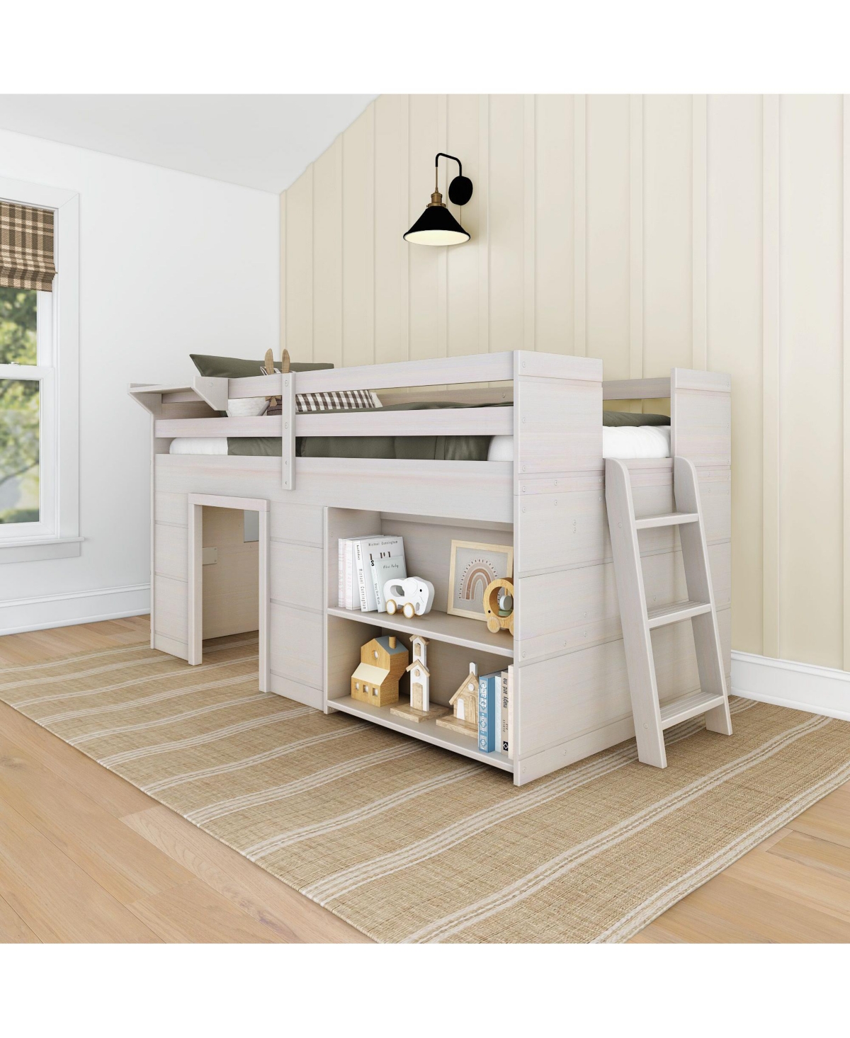 Click here for Max and Lily Farmhouse Twin Low Loft with Bookcase... prices
