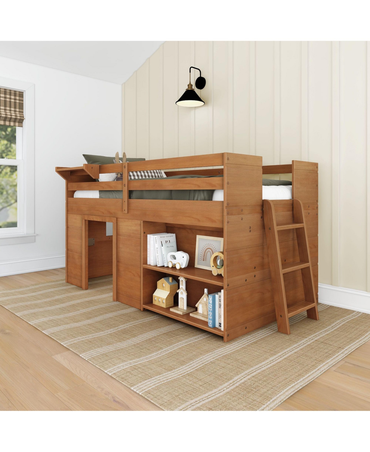 Click here for Max and Lily Farmhouse Twin Low Loft with Bookcase... prices