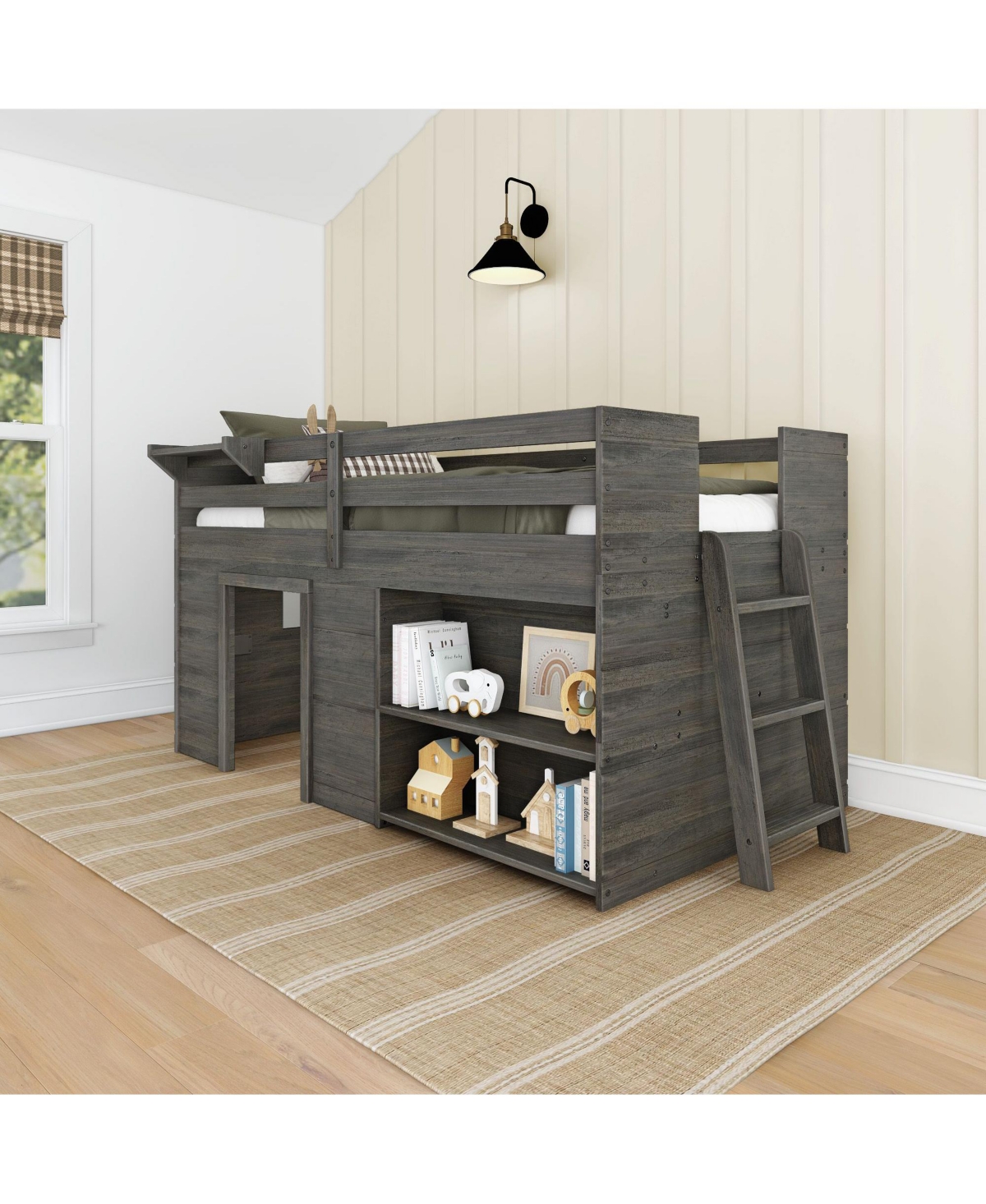Click here for Max and Lily Farmhouse Twin Low Loft with Bookcase... prices