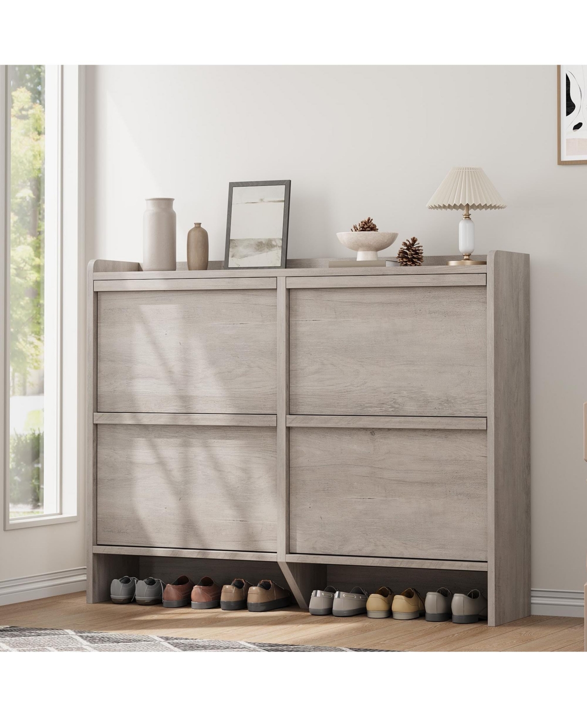 Click here for gaomon Entryway Wooden Shoe Cabinet  4 Flip Drawer... prices