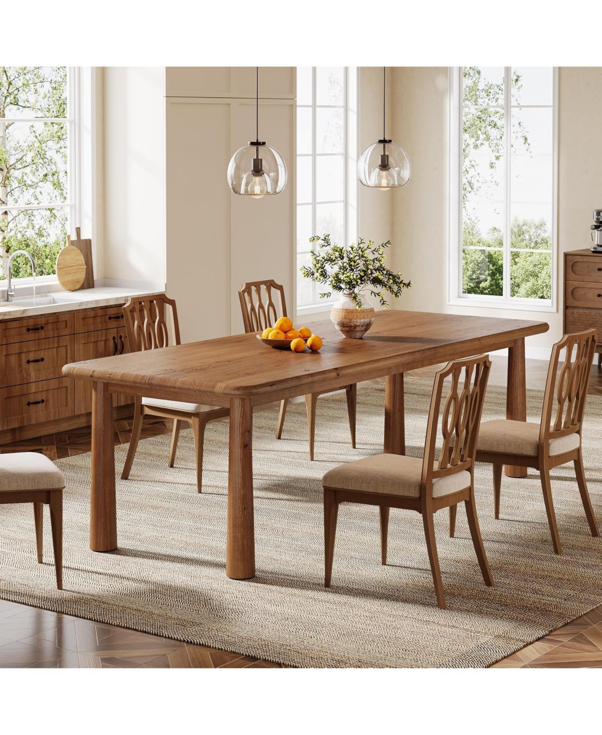Click here for Tribesigns 63 Solid Wood Dining Table for 4 to 6... prices
