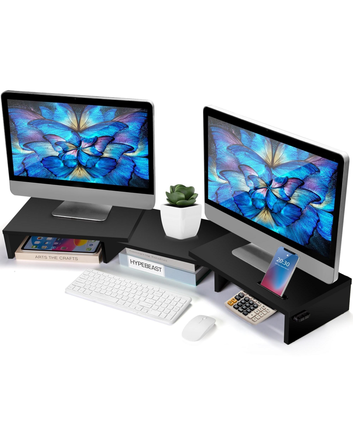 Click here for Gnuadz Dual Monitor Stand Riser Adjustable Wooden... prices