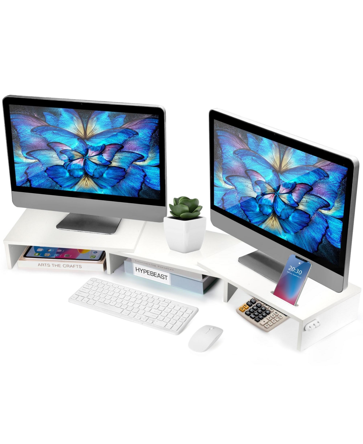 Click here for Gnuadz Dual Monitor Stand Riser Adjustable Wooden... prices
