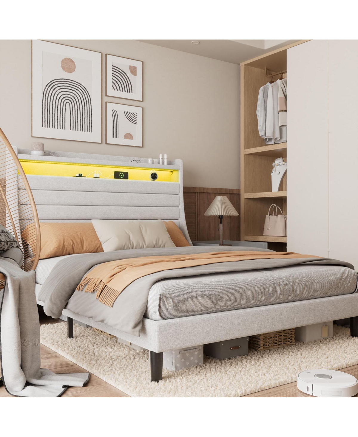 Click here for Homfan Modern Upholstered Platform Bed Frame with... prices