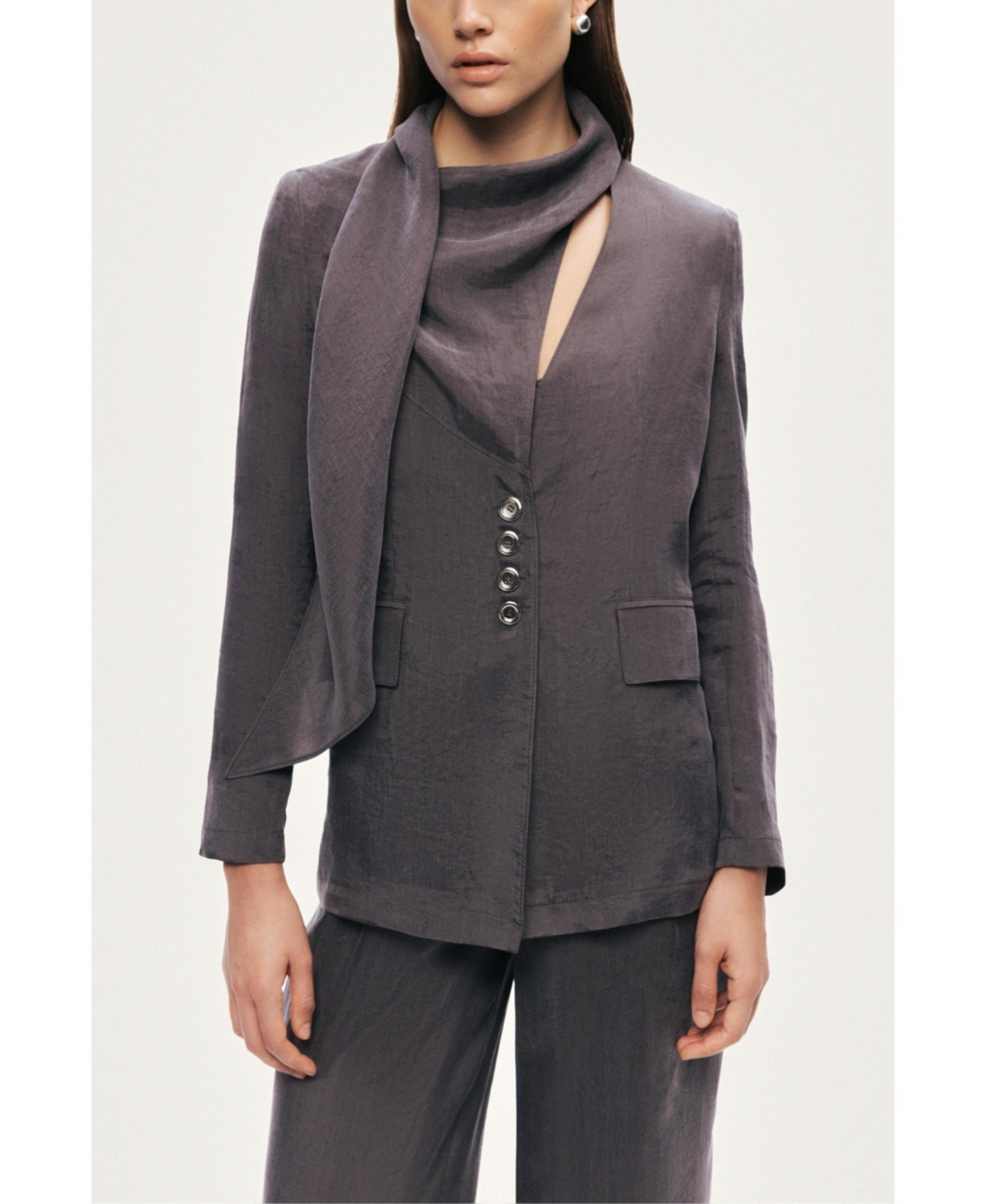 Click here for Nocturne Womens Asymmetrical Draped Tailored Jacke... prices