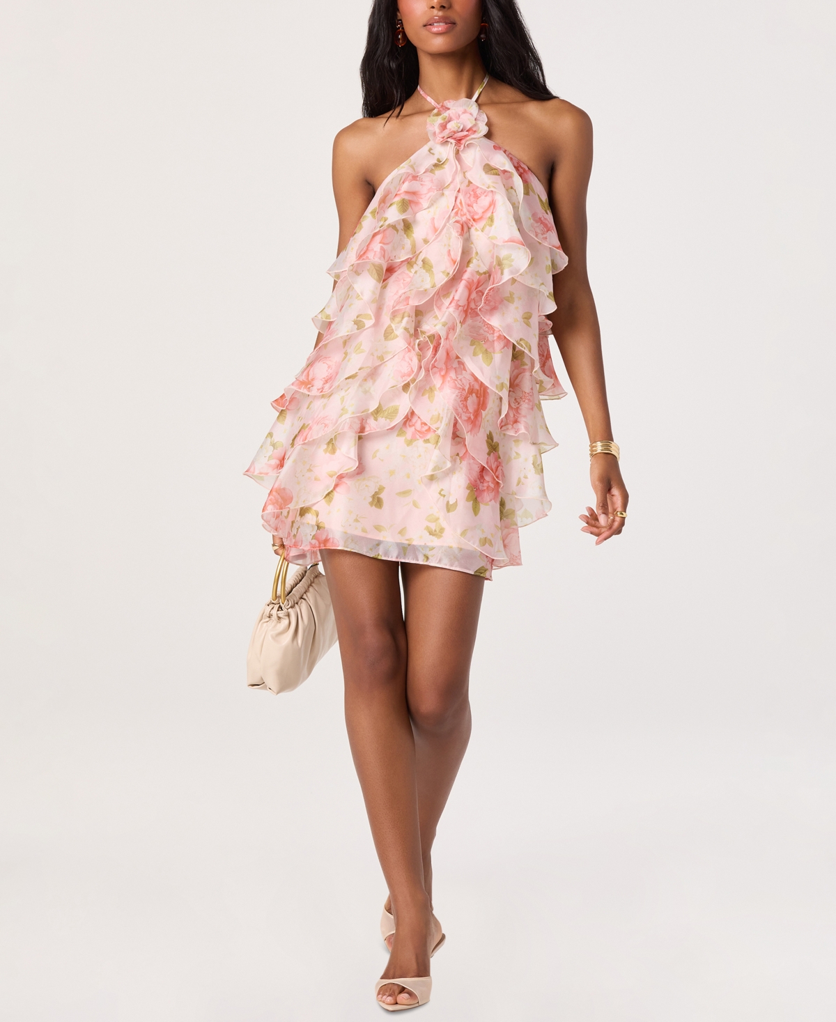 Click here for Astr the Label Womens Halter Neck Dress - Blush Fl... prices