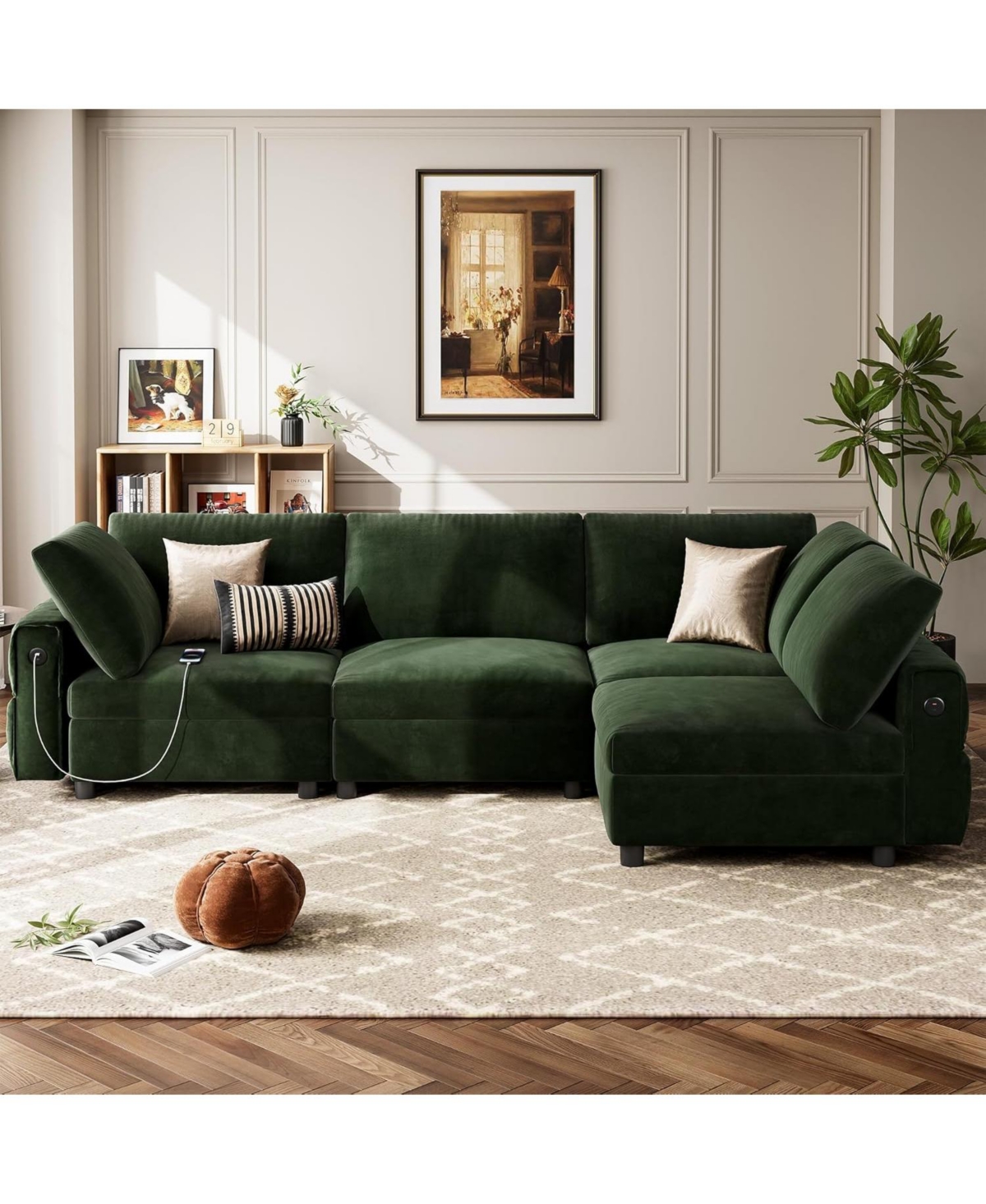 Click here for gaomon 4 Seat Velvet Modular Sectional Sofa with D... prices