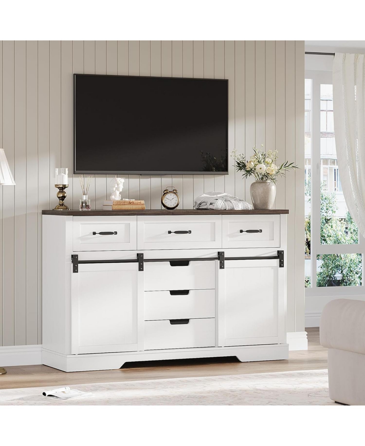 Click here for gaomon White 6 Drawers Dresser with Led Light Farm... prices
