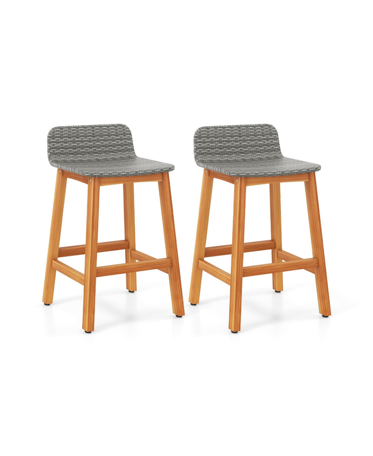 Click here for Sugift Solid Acacia Wood Bar Stools Set of 2 with... prices