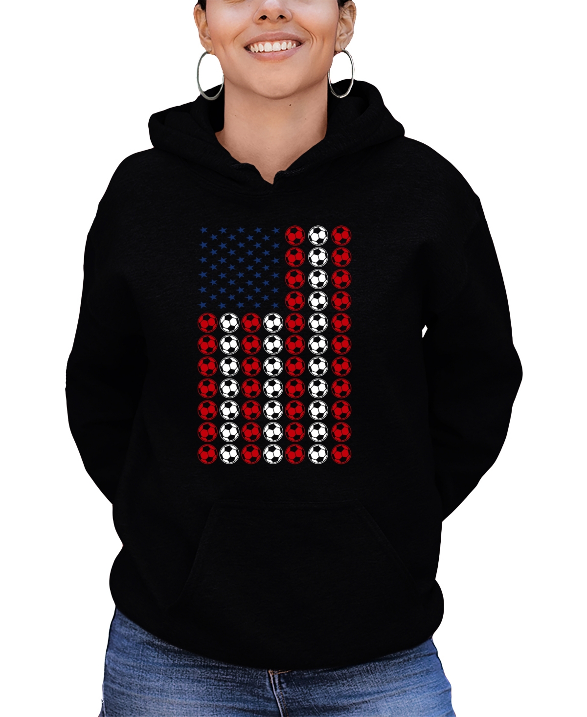Click here for La Pop Art Womens Soccer Flag Word Art Hooded Swea... prices