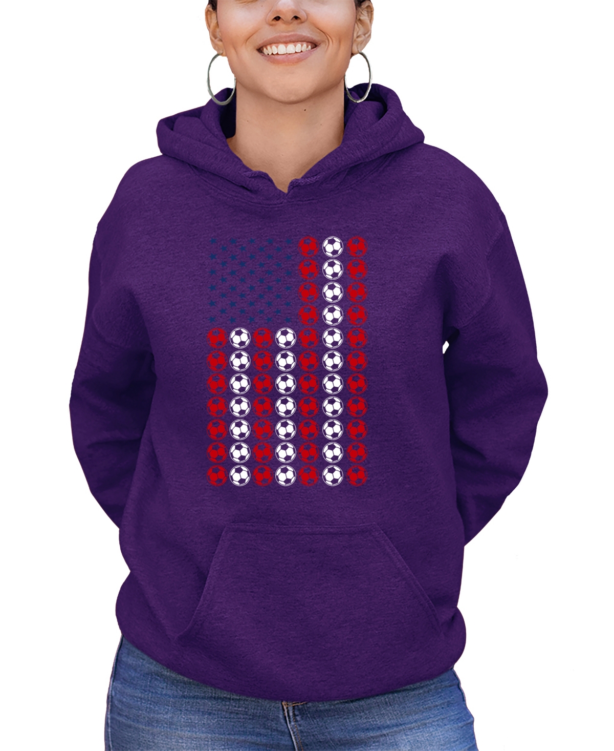 Click here for La Pop Art Womens Soccer Flag Word Art Hooded Swea... prices