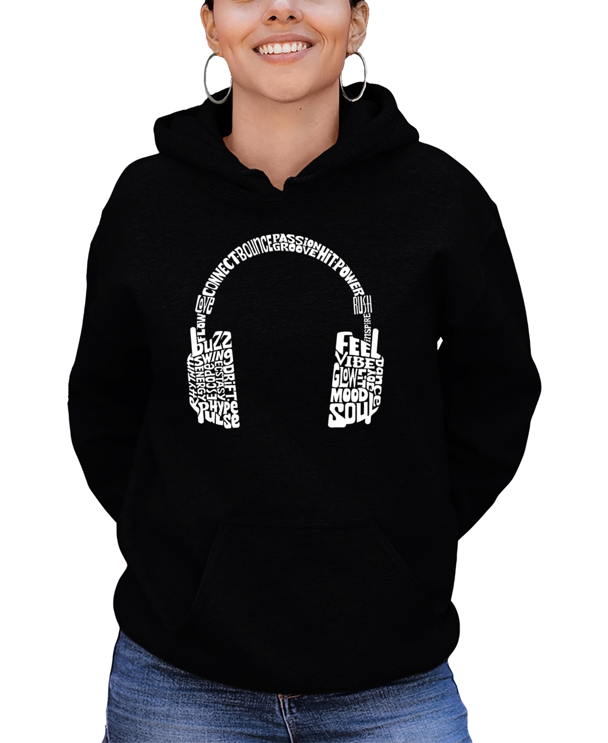 Click here for La Pop Art Womens Mood Headphones Word Art Hooded... prices