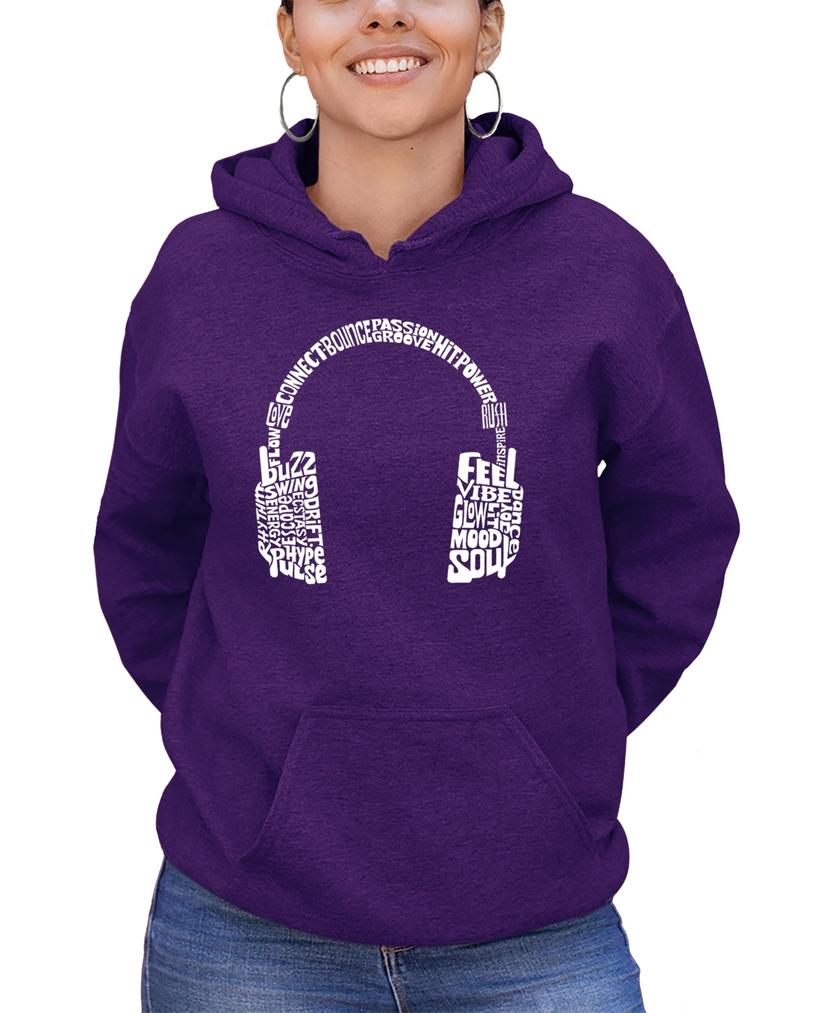 Click here for La Pop Art Womens Mood Headphones Word Art Hooded... prices