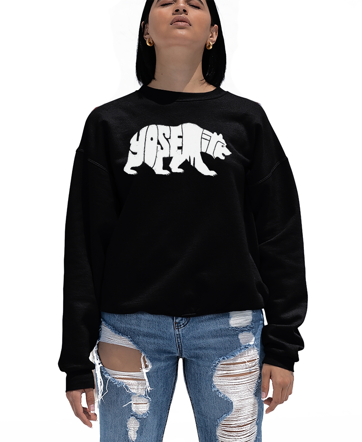 Click here for La Pop Art Womens Yosemite Bear Word Art Crewneck... prices