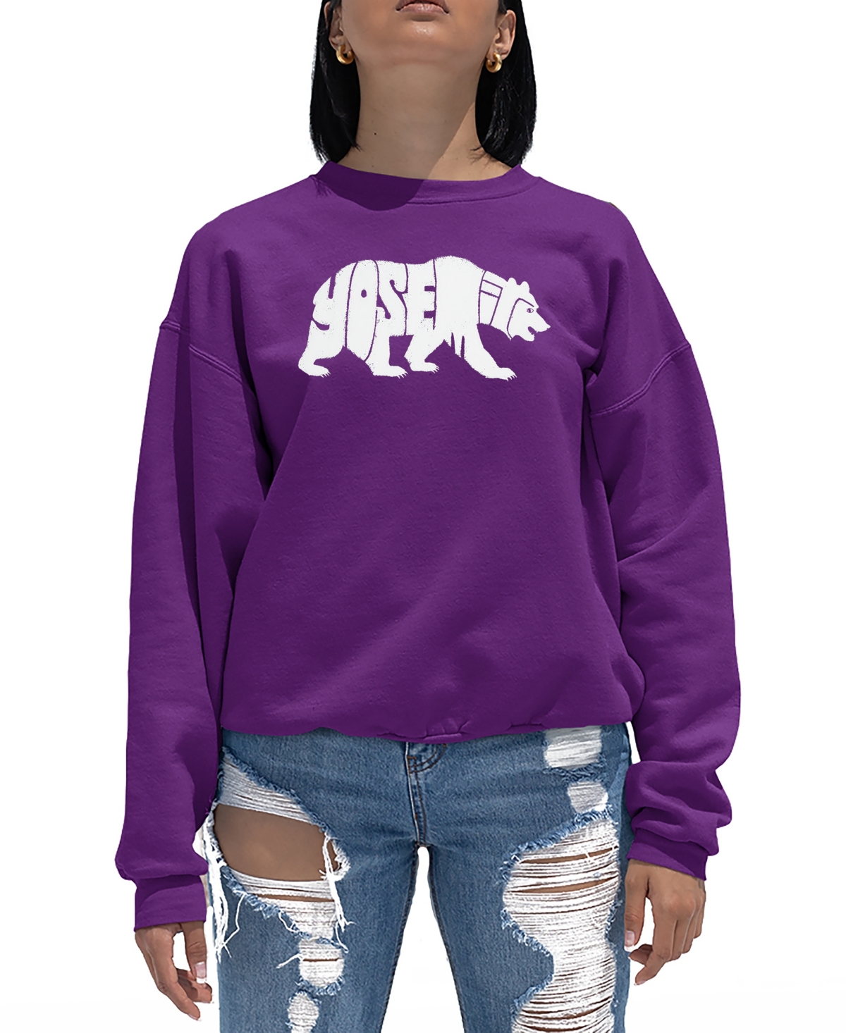 Click here for La Pop Art Womens Yosemite Bear Word Art Crewneck... prices