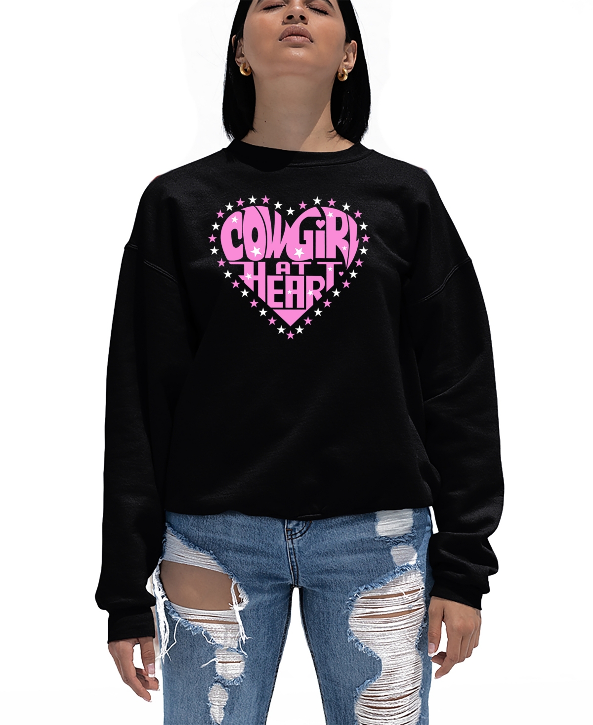 Click here for La Pop Art Womens Cowgirl at Heart Word Art Crewne... prices