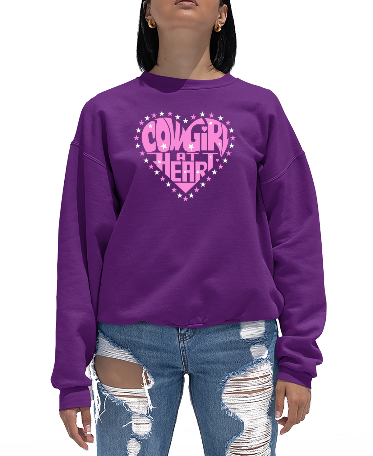 Click here for La Pop Art Womens Cowgirl at Heart Word Art Crewne... prices