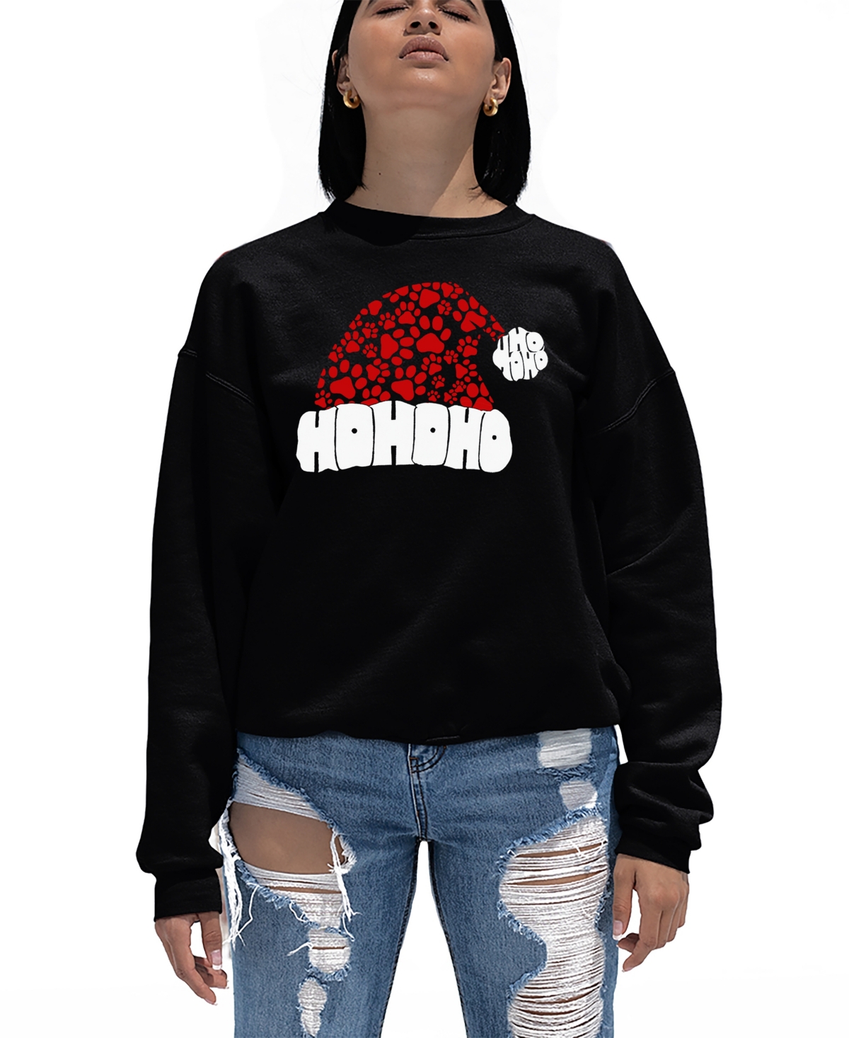 Click here for La Pop Art Womens Paw Print Santa Hat Word Art Cre... prices