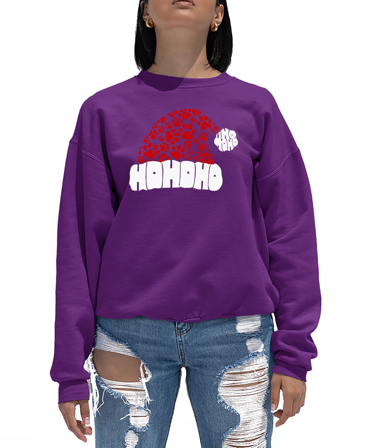 Click here for La Pop Art Womens Paw Print Santa Hat Word Art Cre... prices