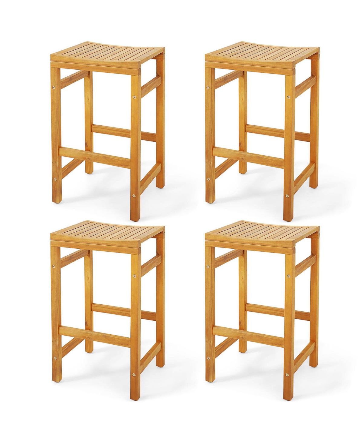 Click here for Gymax Set of 4 Acacia Wood Bar Stool 30-Inch Heigh... prices
