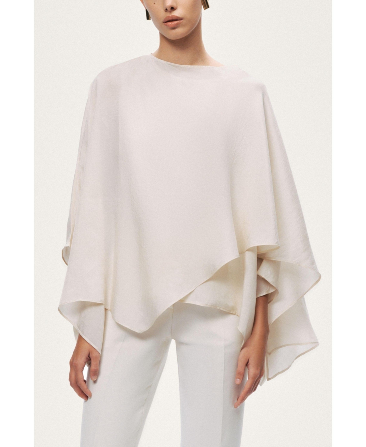 Click here for Nocturne Womens Fluid Cape Blouse - Open white prices