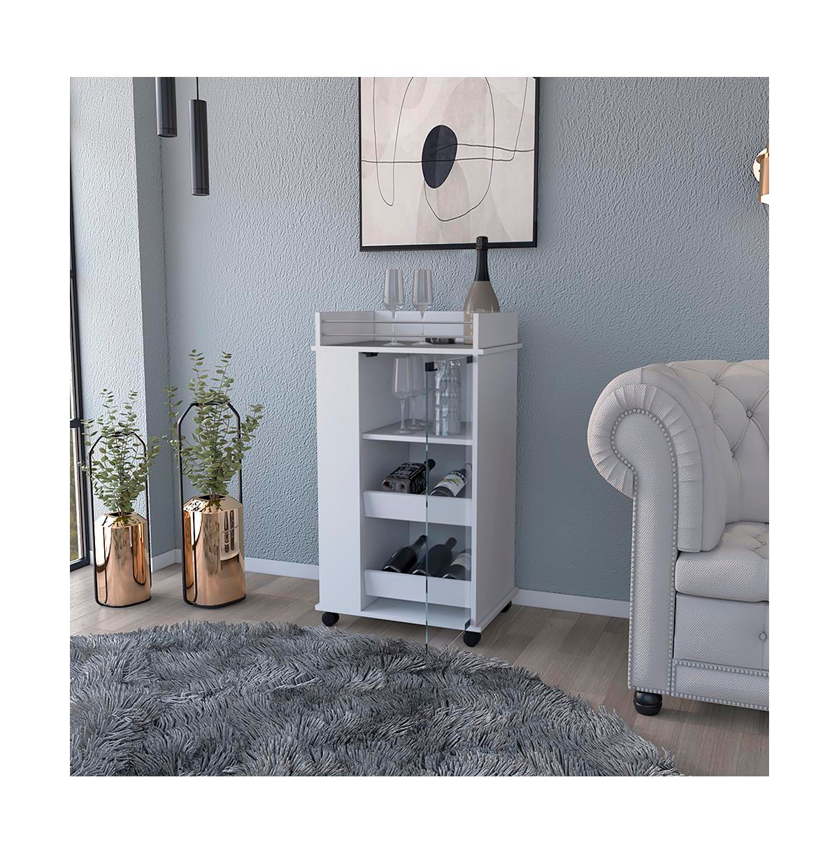 Click here for flynama Beaver Bar Cart with Two-Side Shelves  Gla... prices