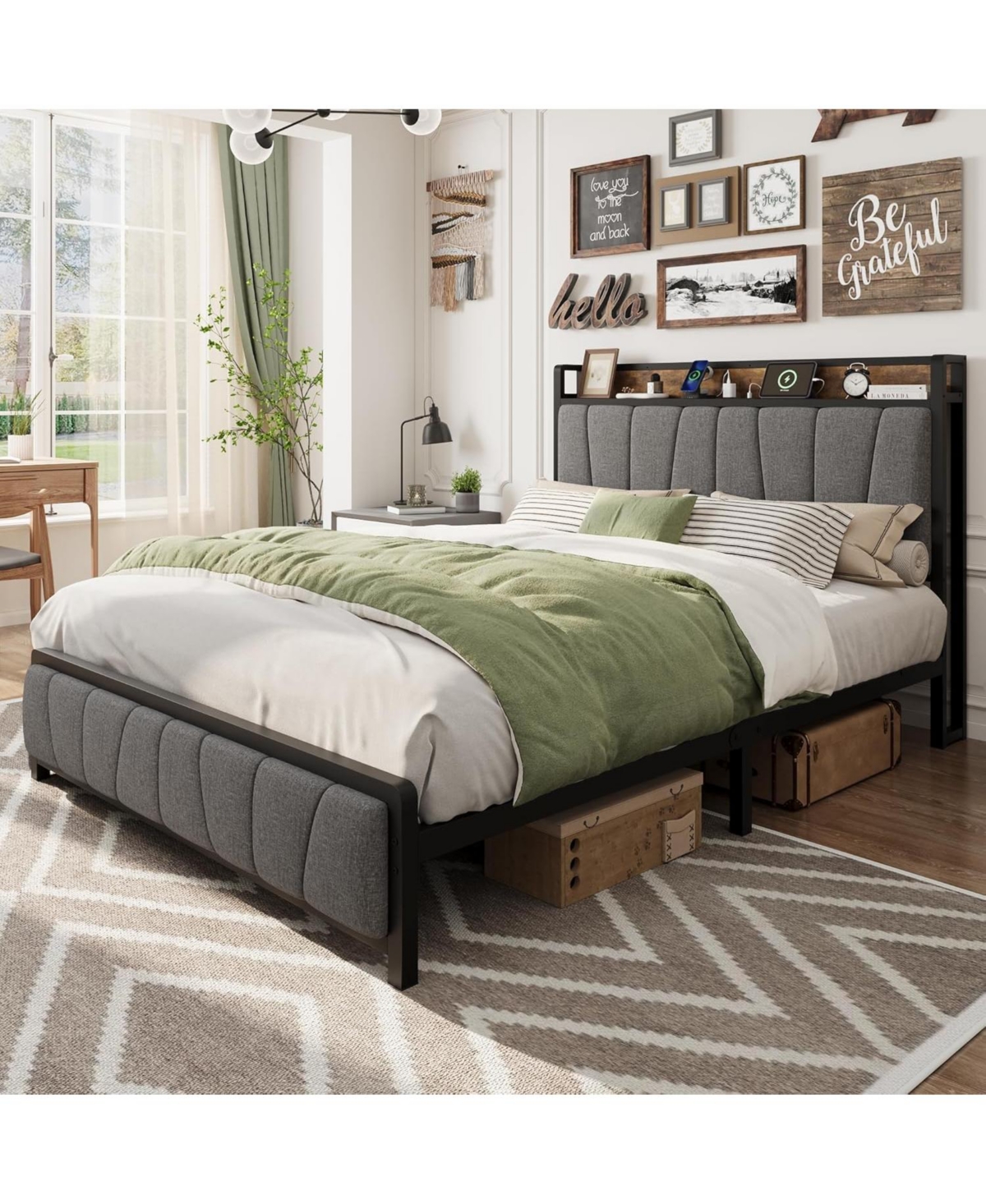 Click here for gaomon Bed Frame with Storage Headboard  2 Drawers... prices