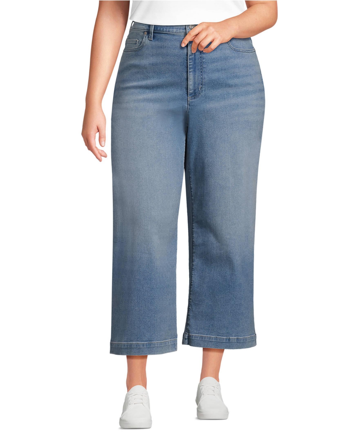 Click here for Lands End Womens Recover Denim High Rise Wide Leg... prices