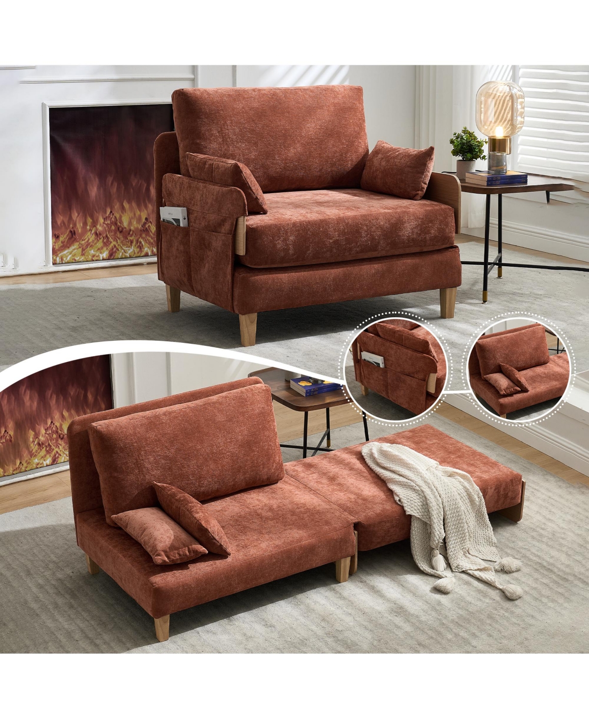 Click here for Rainsken Chenille Convertible Sleeper Sofa Bed wit... prices
