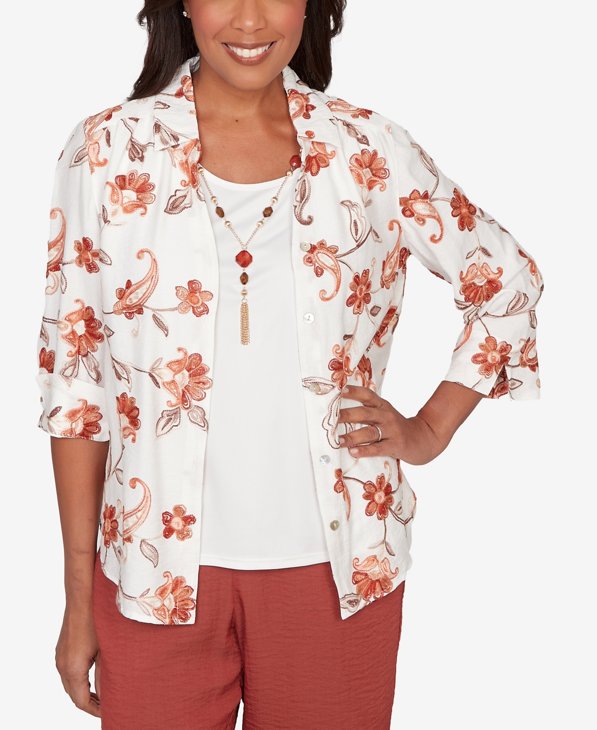Click here for Alfred Dunner Petite Spice Market Paisley Floral C... prices