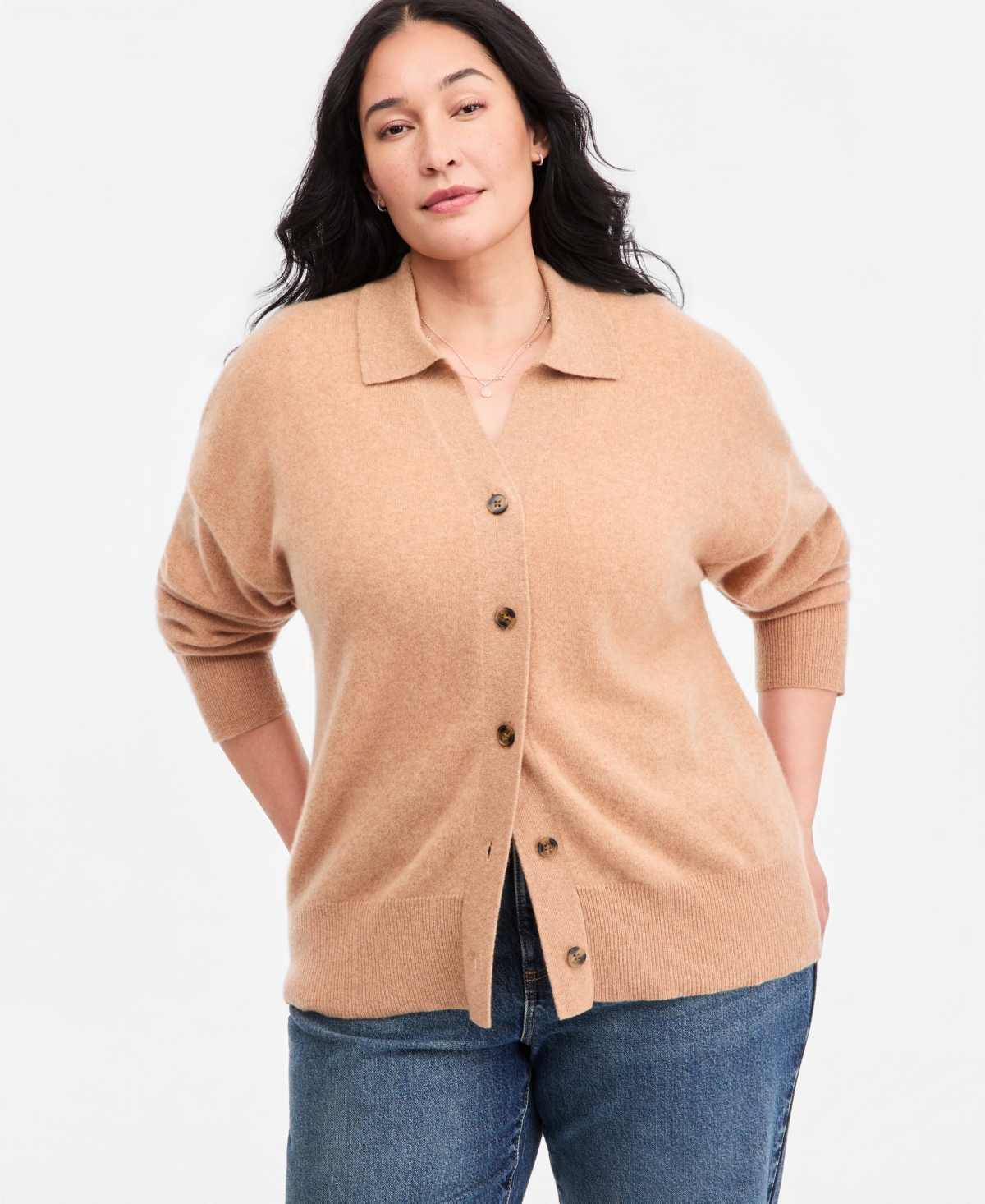 Click here for Charter Club Plus Size Cashmere Collared Cardigan... prices