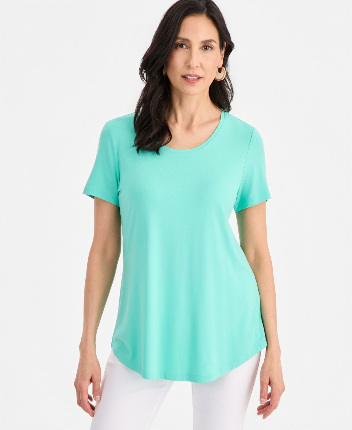Click here for Jm Collection Womens Scoop-Neck Short Sleeve Top... prices