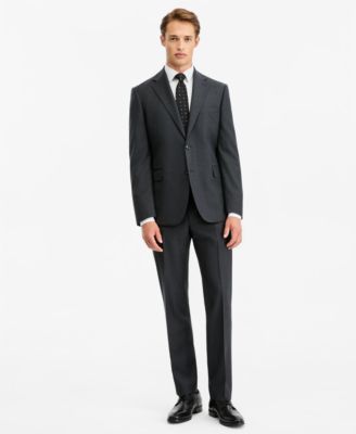 Click here for The Mens Store Mens Modern Fit Charcoal Plaid Wool... prices