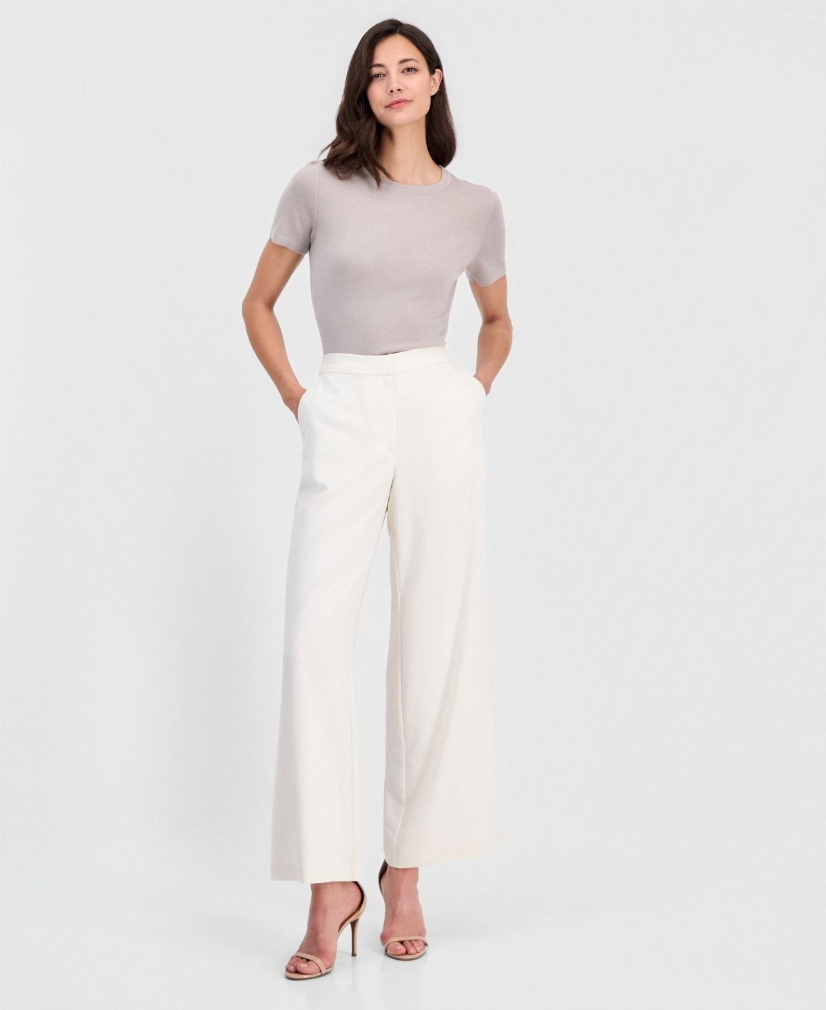 Click here for T Tahari Womens High-Rise Wide-Leg Pants - Toasted... prices