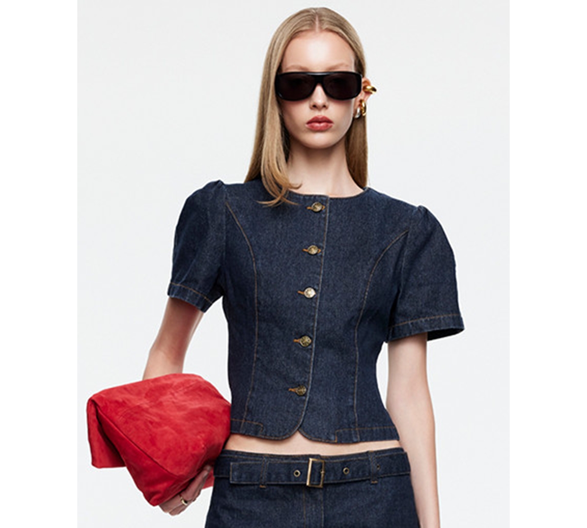 Click here for Lioness Womens Crew Neck Femme Top - Dark Denim prices