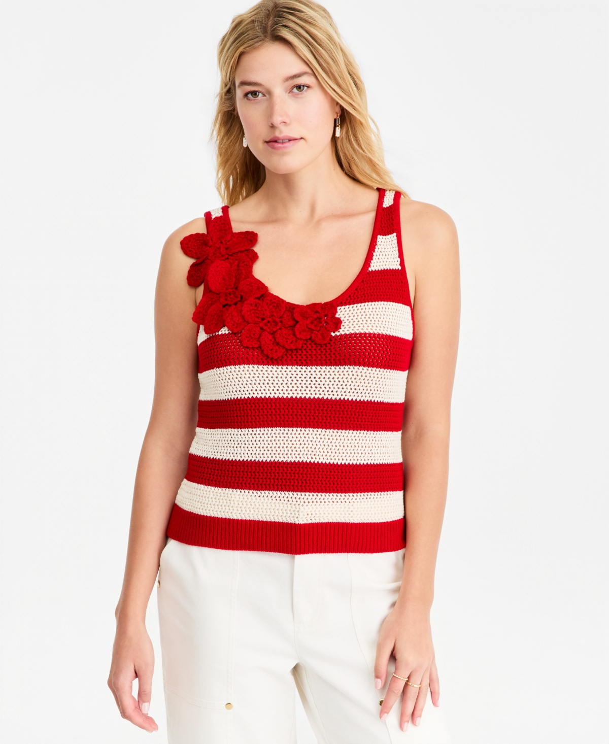 Click here for On 34th Womens Floral Crochet Striped Tank  Macys... prices