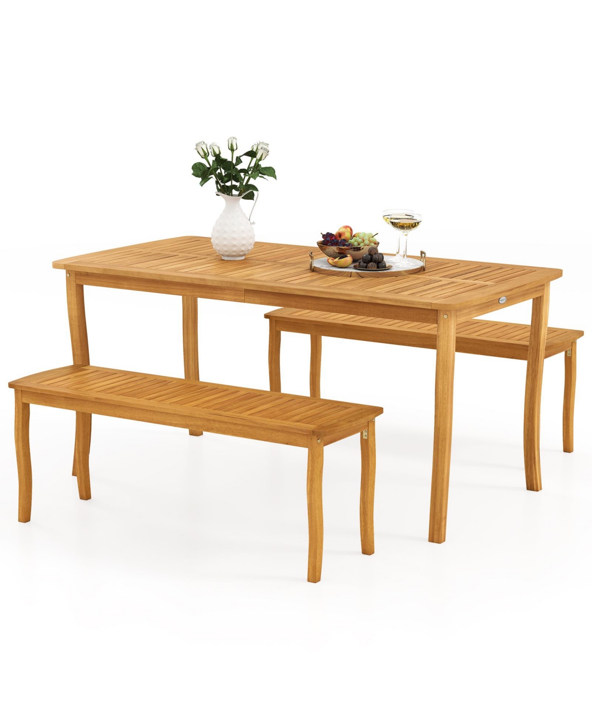 Click here for Sugift 3 Piece Patio Dining Set with Acacia Wood T... prices