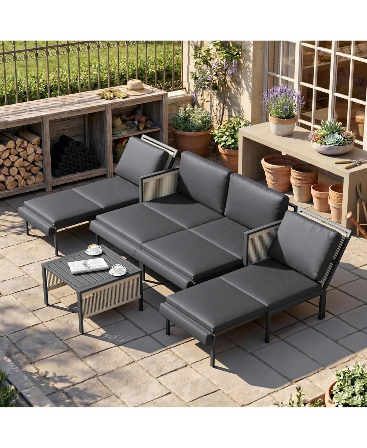 Click here for Aecojoy Aluminum Patio Furniture Set 5/4 Seats Out... prices