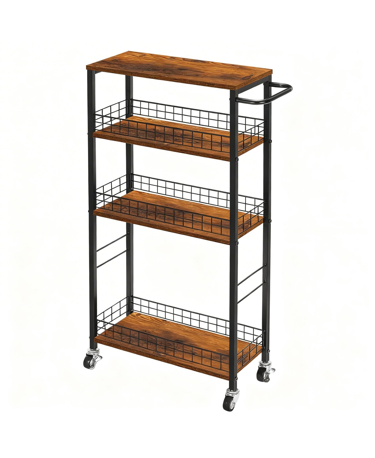 Click here for Yigii 4-Tier Slim Storage Cart with Wood for Narro... prices
