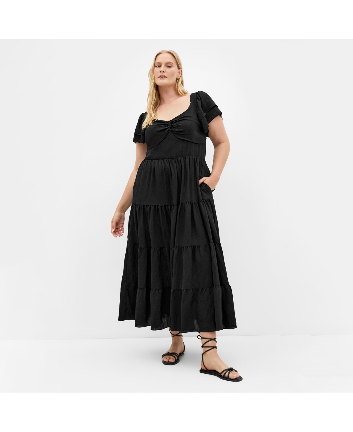 Click here for City Chic Womens Leo Tier Maxi Dress - Black prices