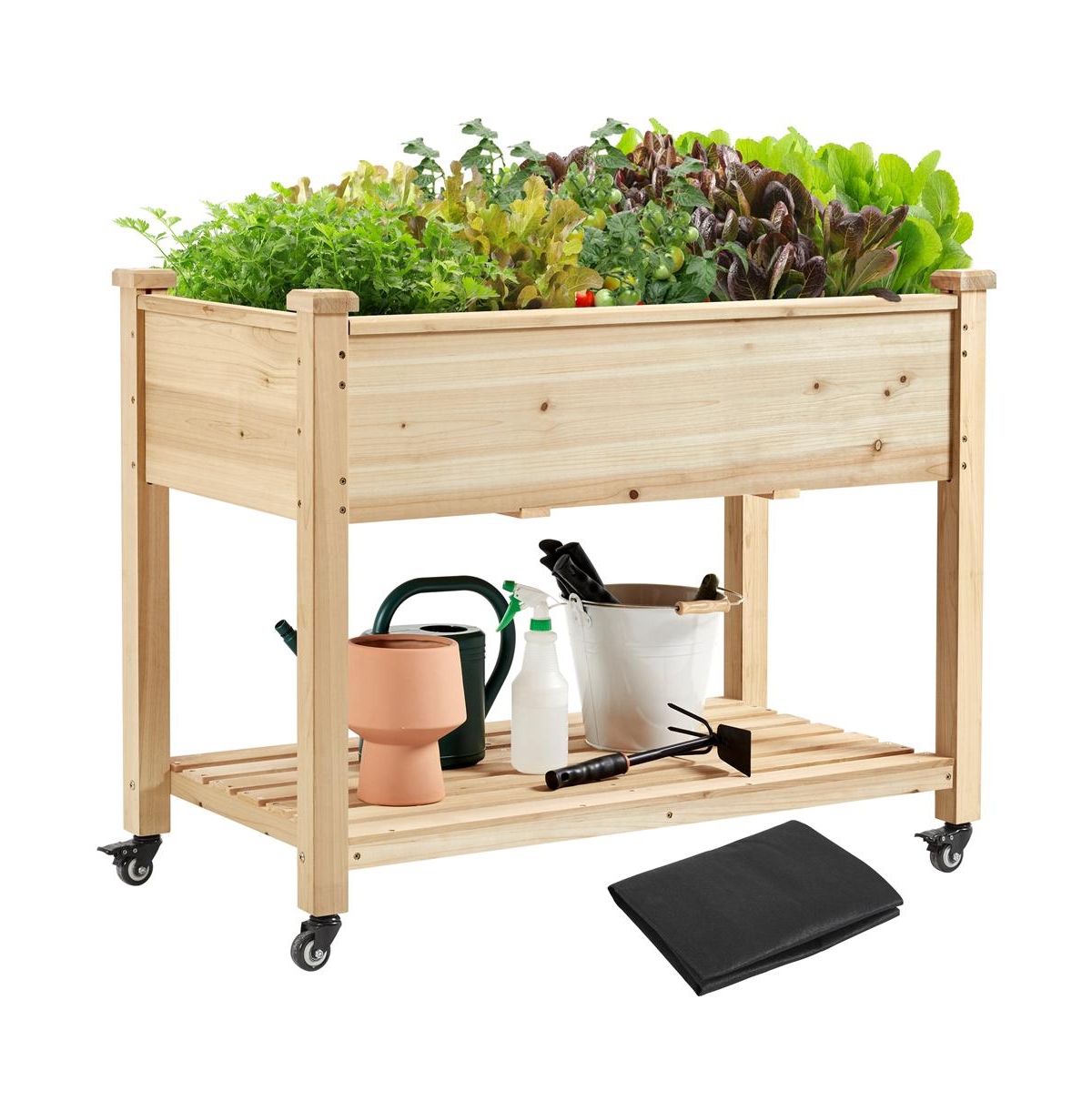 Click here for Yaheetech Fir Wood Elevated Garden Bed with Wheels... prices