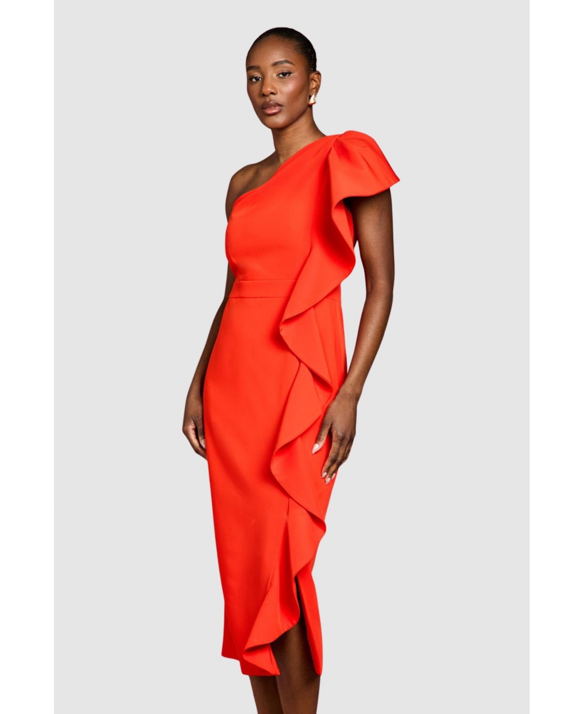 Click here for Coast Womens One Shoulder Pencil Midi Dress - Flam... prices