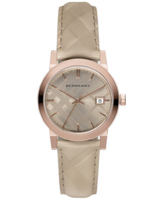 Burberry Women's Swiss The Classic Round Trench Check-Embossed Leather ...