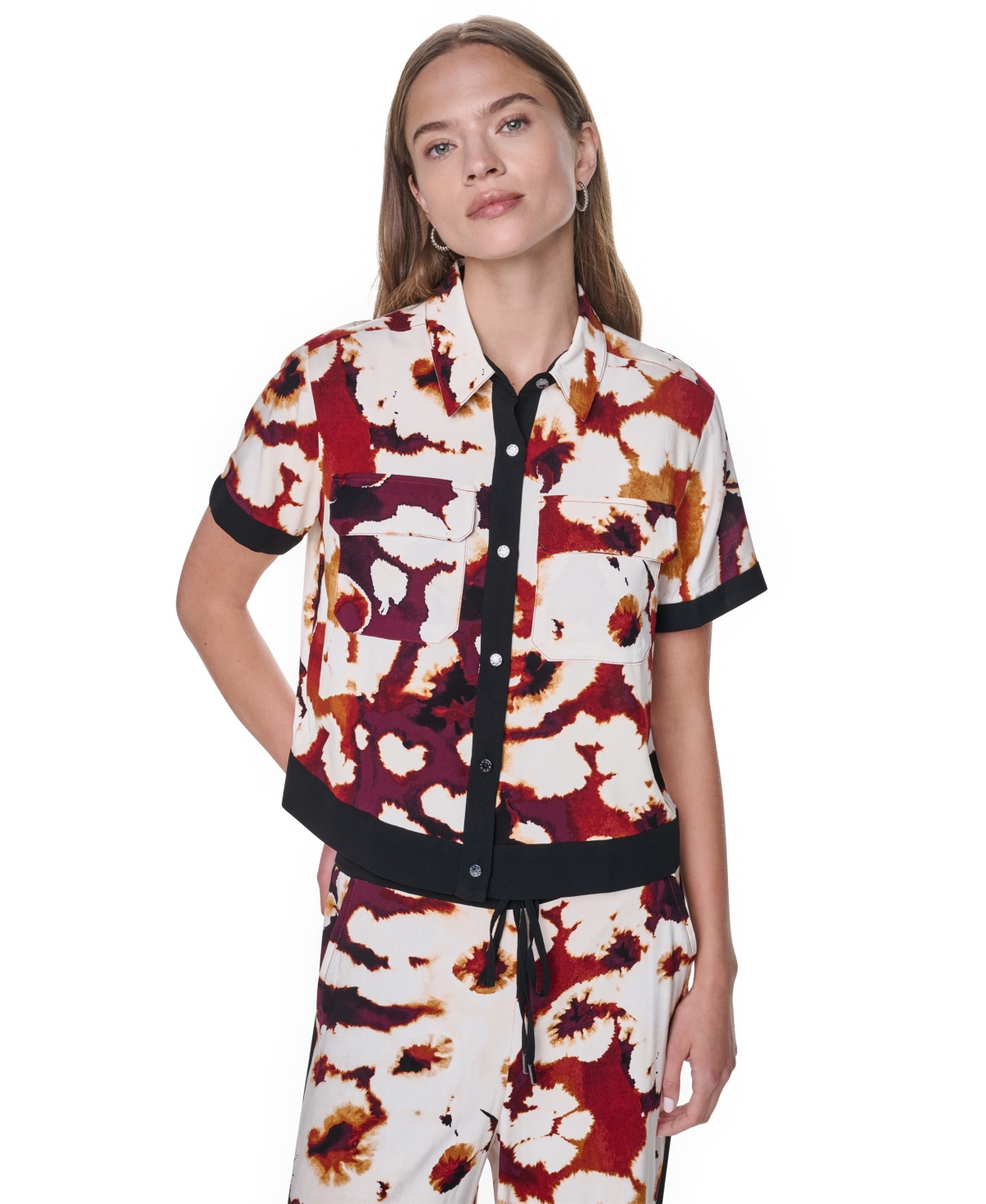 Click here for Dkny Womens Printed Short-Sleeve Camp Shirt - Flor... prices